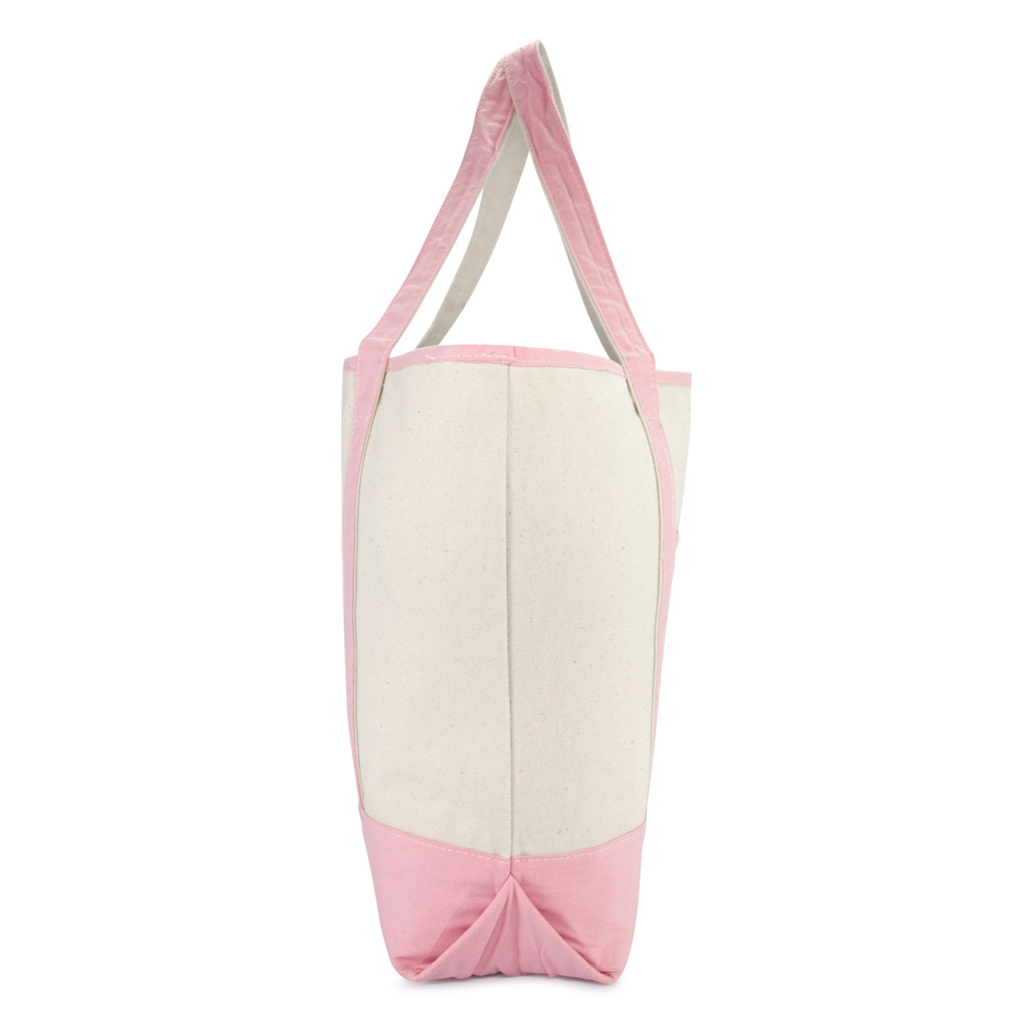 DALIX Women's Cotton Canvas Tote Bag Large Shoulder Bags Pink Monogram E