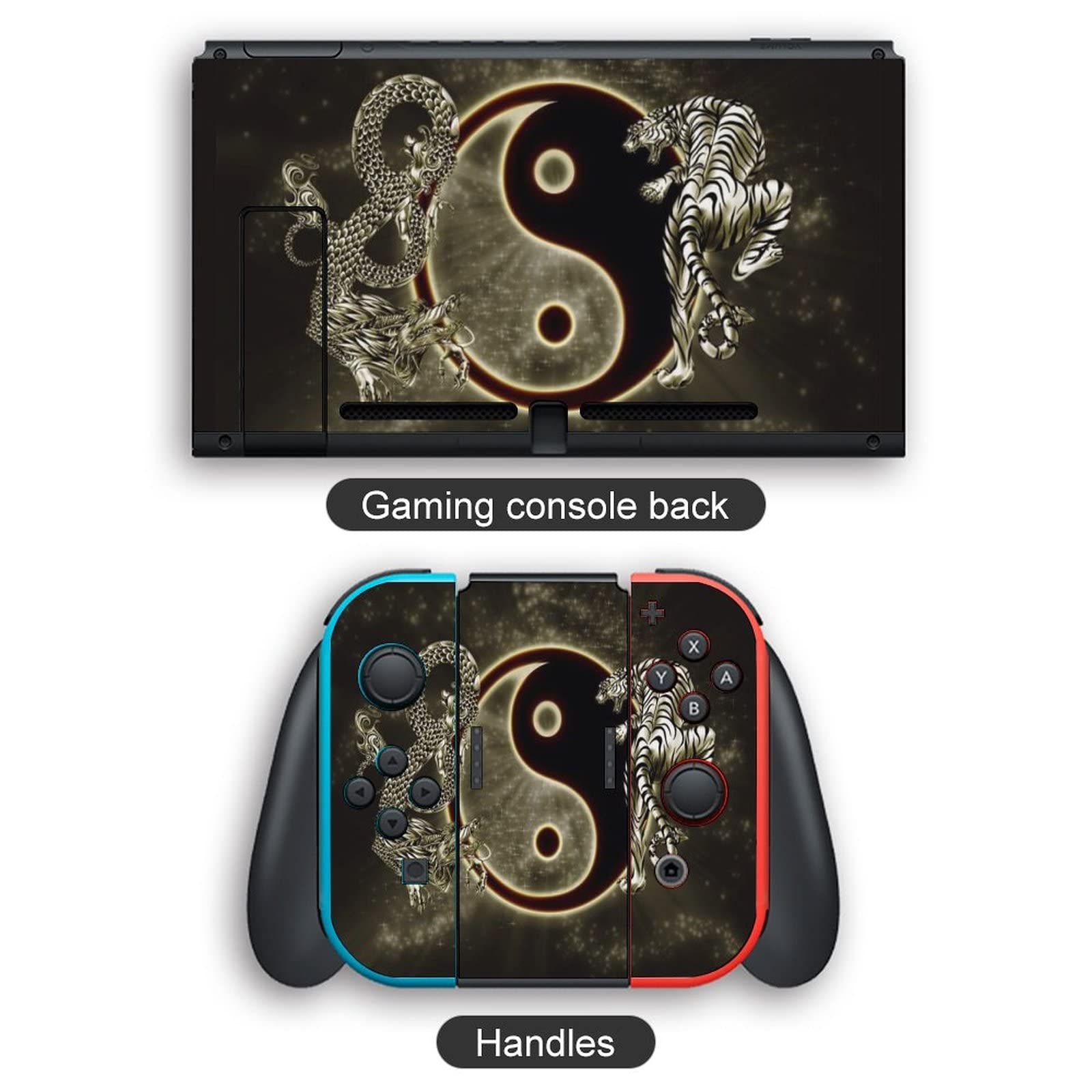 FunnyStar Yin Yang Dragons Tiger Stickers Decals Cover Fashion Game Skin Sticker Skin Protector Full Set Compatible with for Switch