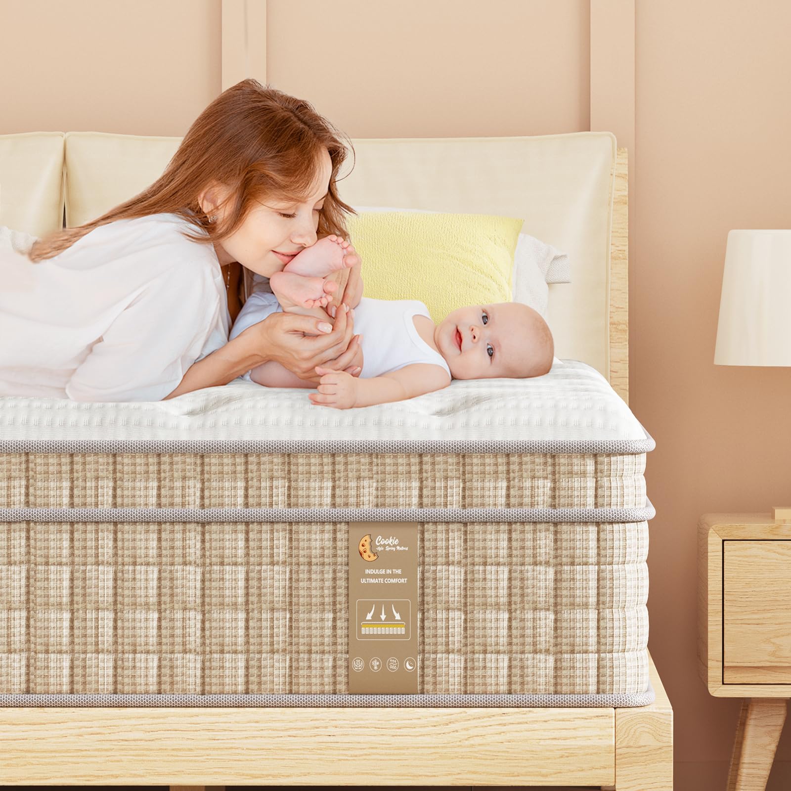 VISCOFLEX King Size Mattress 12 Inch, King Bed Mattress in a Box, Pillow Top Hybrid Mattress with Individual Coil Springs for Pressure Relief & Support
