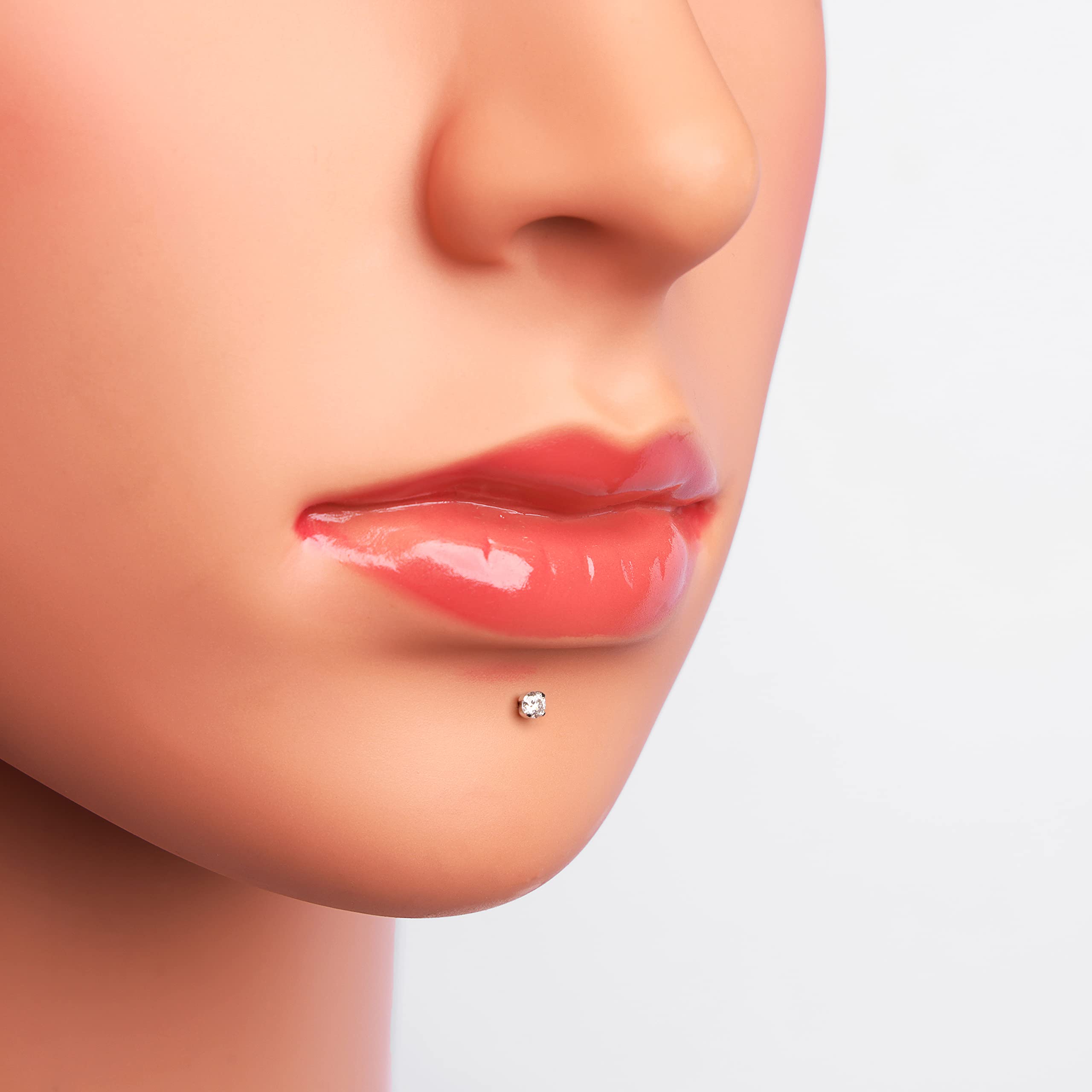 Demira Jewels Elegant 0.06 ct Diamond Nose Stud in 14K White Gold - Internally Threaded Screw Back, HI Color, Versatile Nose Pin, Lip Labret, Monroe Ring.