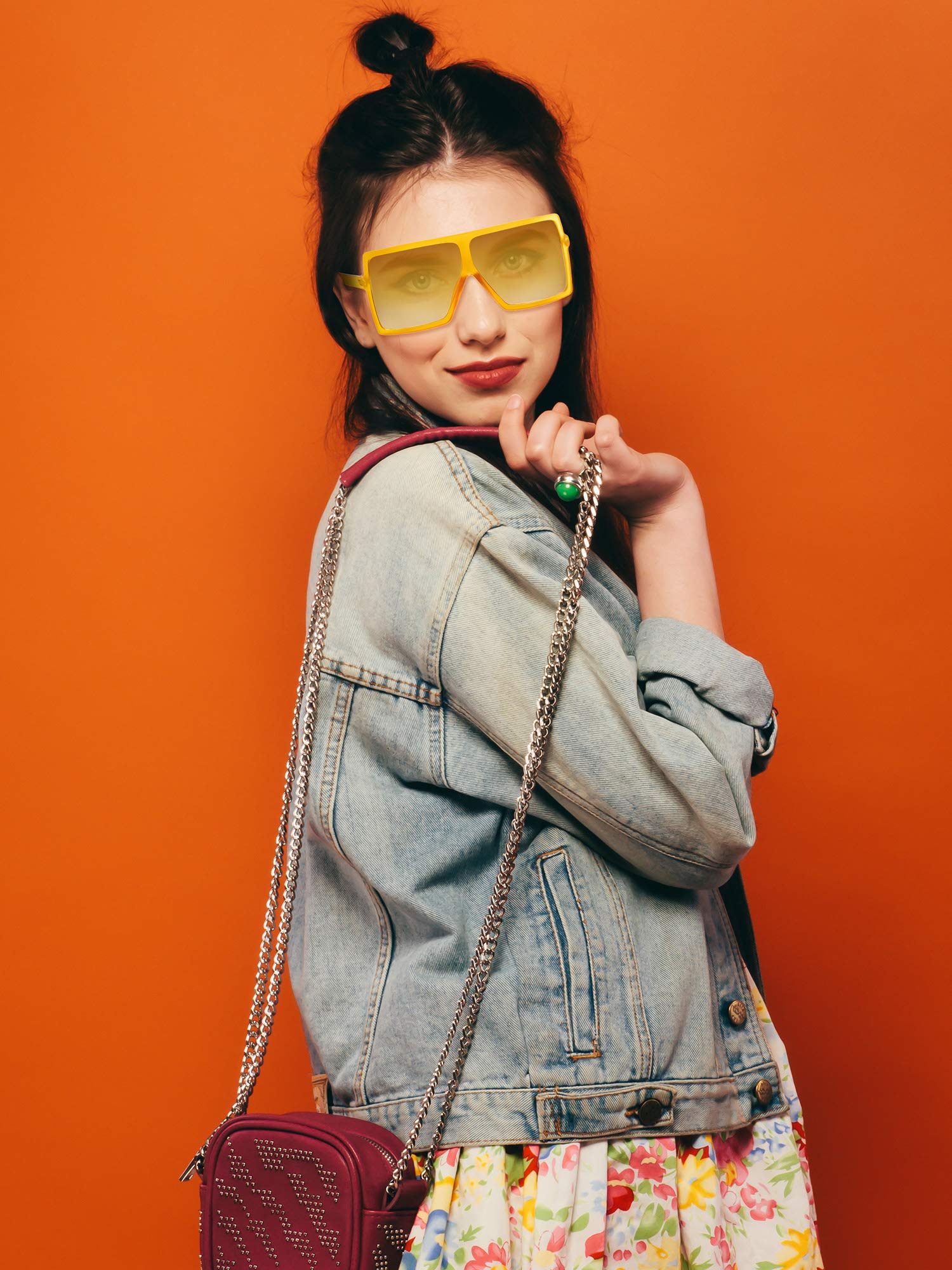 Frienda 9 Pairs Oversized Square Sunglasses Flat Top Big Shades Sunglasses for Women
