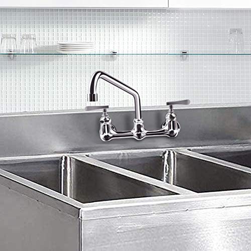 KWODE Swivel Swing Nozzle Spout 12 Inch Replacement Kit for Commercial Kitchen Sink Faucet Stainless Steel Add-on Spout Fits for 2 or 3 Bay Compartment Sinks, Chrome Finish (M25*1.25mm)