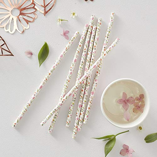 Ginger Ray Ditsy Floral Decorative Party Paper Straws 25 Pack