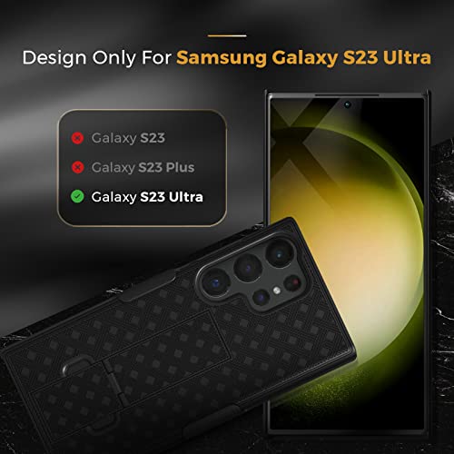 MOTIVE for Samsung Galaxy S23 Ultra Holster Case, Belt Clip Case for S23 Ultra, Shell Holster Combo, Slim Rugged Drop Shockproof Protective Cover with Kickstand (6.8") | Ranger Series