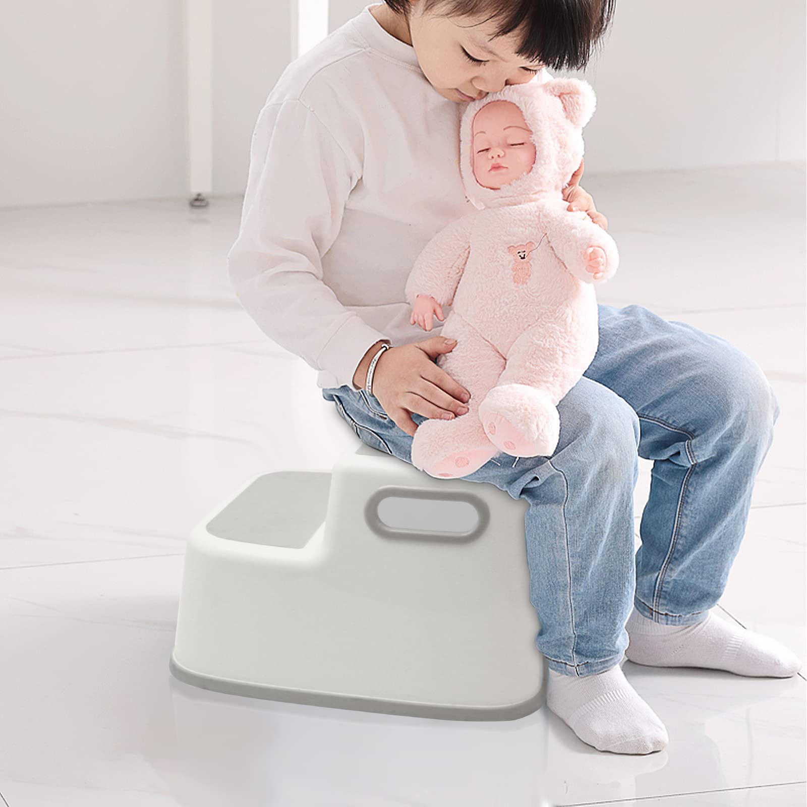 KuKuBeBi (2 Pack) Step Stool for Toddlers and Kids, Anti-Slip and Sturdy Two Step Stool for Kitchen and Bathroom Sink