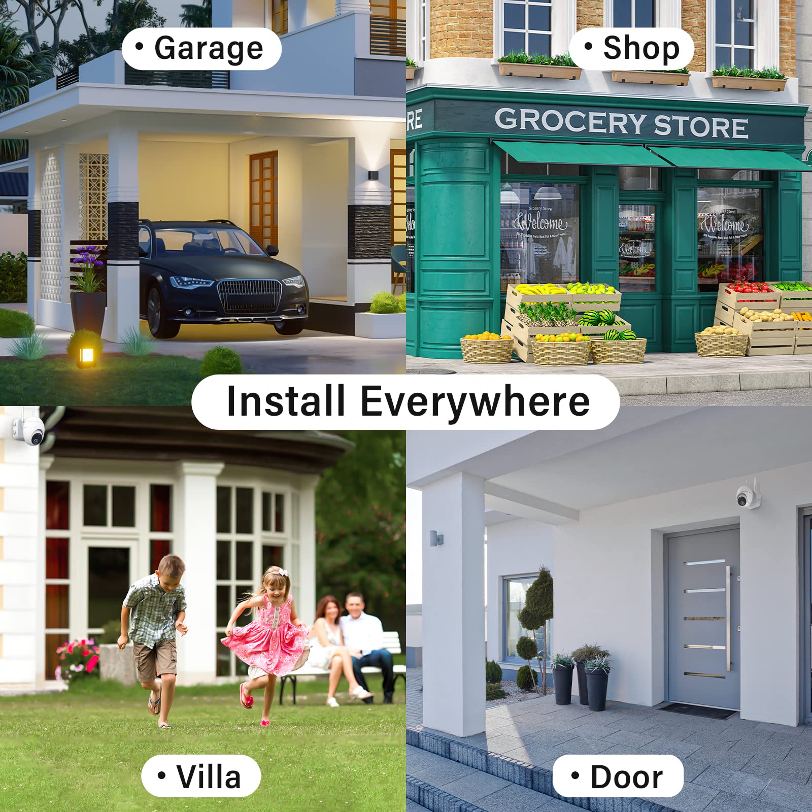 XTU Security Camera Outdoor, 2K Wireless WiFi 360° PTZ Camera, Solar Security Camera Battery Powered, Home Surveillance Camera with Spotlight & Siren/Motion Detection/3MP Color Night Vision/IP66.