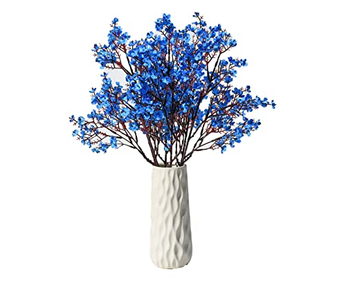 Mandy's 6 Bundles Royal Blue Flowers Silk Babys Breath Artificial Flowers Fall Flowers Gypsophila Bouquet 19.7" for Home Kitchen Wedding Party Decorations (Vase not Include)