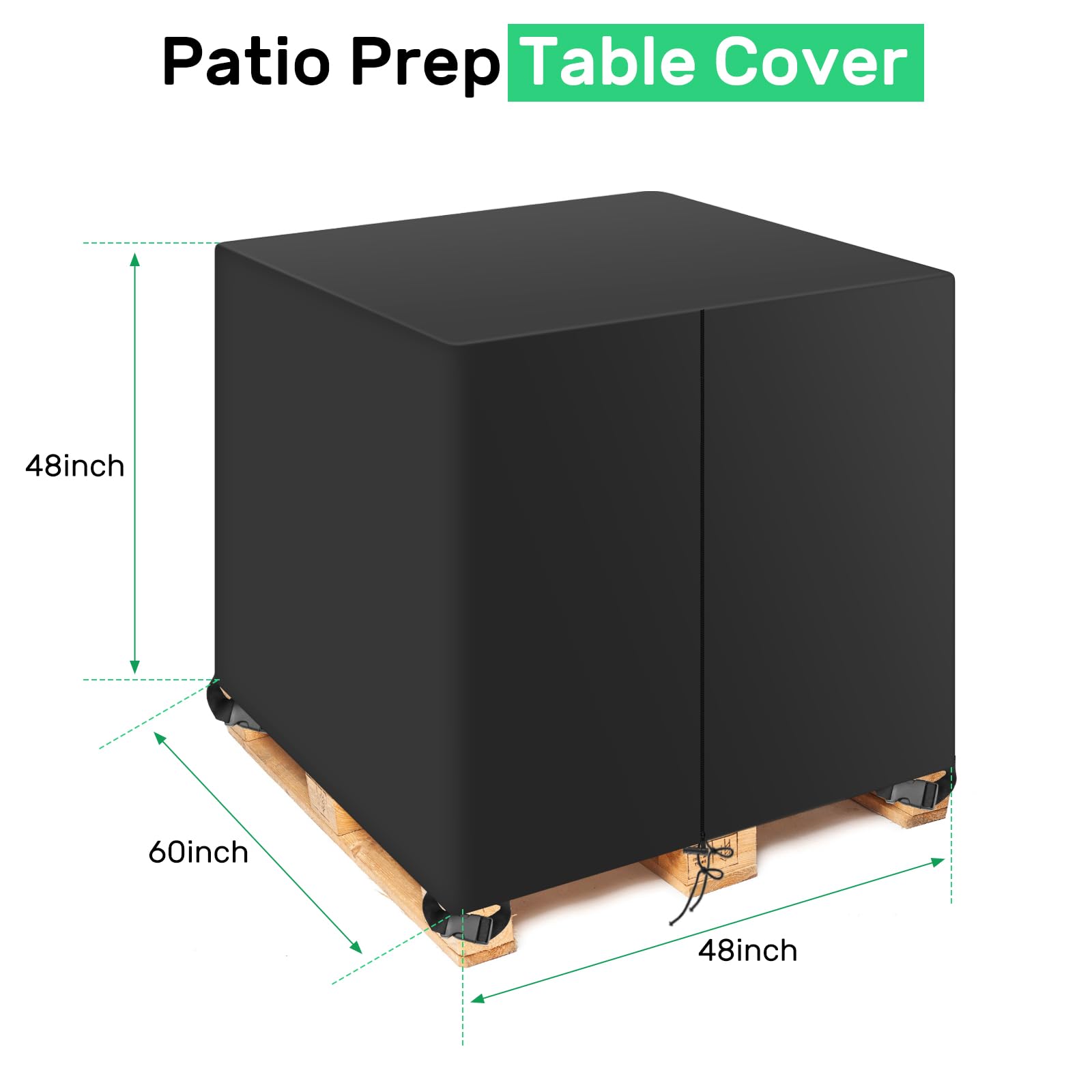 Nathdy zipper 600D Heavy Duty Black Pallet Cover | Pallet Covers Fits Large Pallets Up to 48" x 60" x 48" | Waterproof,Weather Resistant, Anti-UV, with Adjustable Velcro Strap