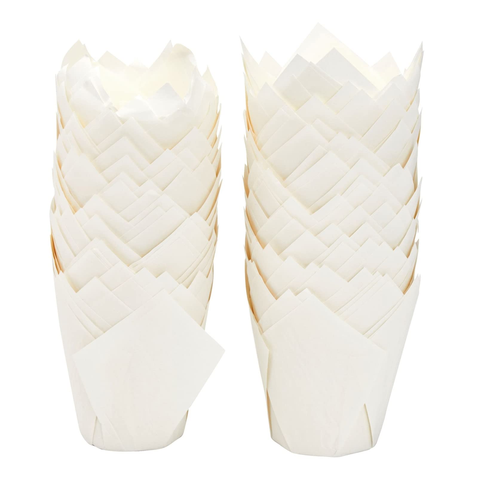 Juvale 100-Pack White Tulip Cupcake Liners for Wedding, Birthday Party, Parchment Paper Baking Cups and Muffin Wrappers for Baby Shower, Tea Party Decorations (2.2x3.15 in)