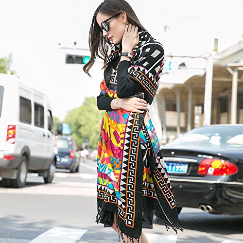 DANA XU Luxury 100% Pure Wool Oversized Extra Large Warm Floral Cashmere Pashmina Scarf Shawl And Wrap For Women Blanket Cape