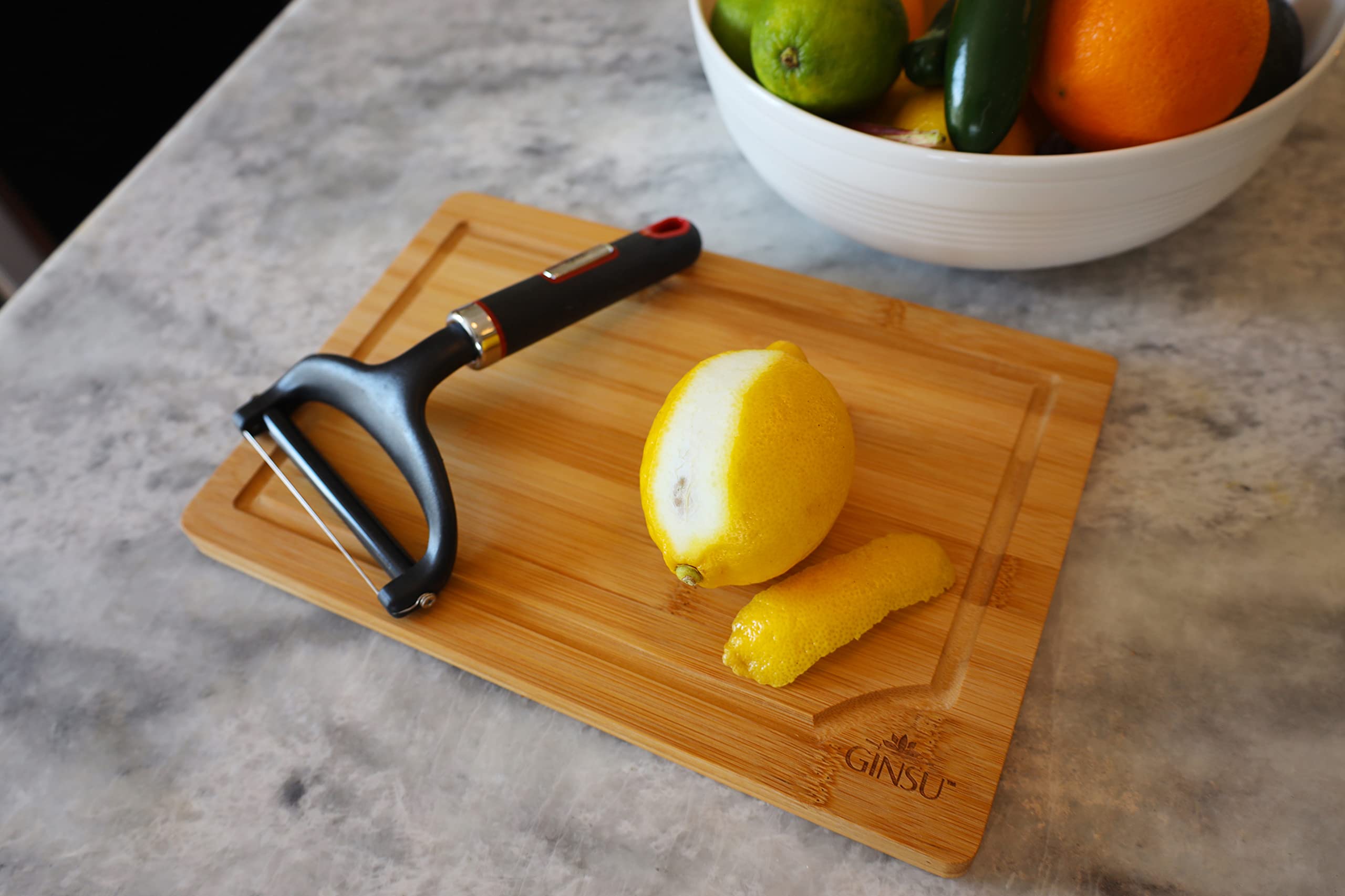 Ginsu Cutting Board Set – 3Pcs Bamboo Cutting Board for Chopping, Slicing, Dicing – Heavy Duty Butcher Block Countertop Household Supplies – Protects Cooking Surface, Knife Blade