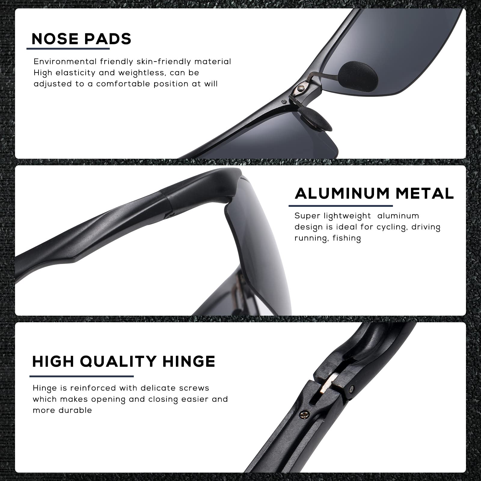 DUCO Polarized Aluminum Sunglasses HD Sun Glasses - Driving,Golfing,Fishing Sunglasses for Men 100% UV Protection