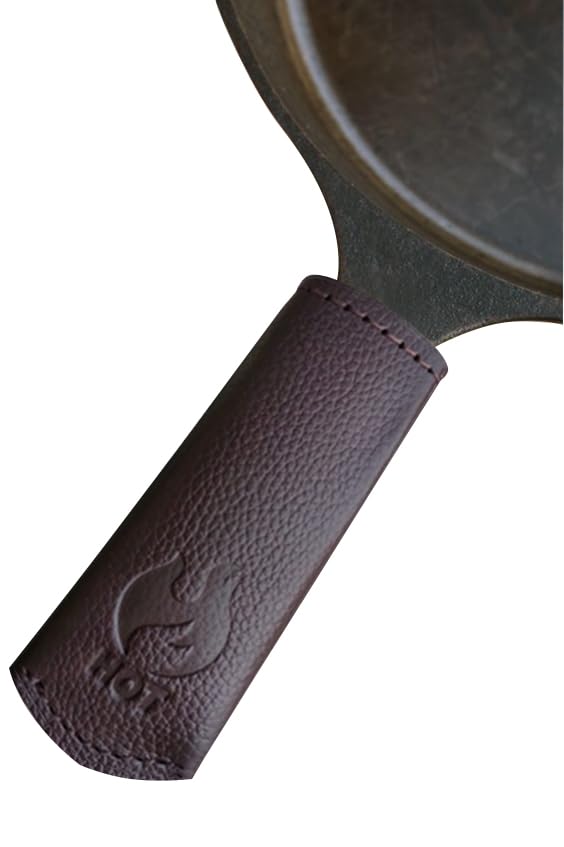 Leather Cast Iron Skillet Pan Handle Cover (Standard 4.5) Thick Leather Heat Resistant Leather Handle Holder for Cast Iron Skillets & Pans (Handmade)