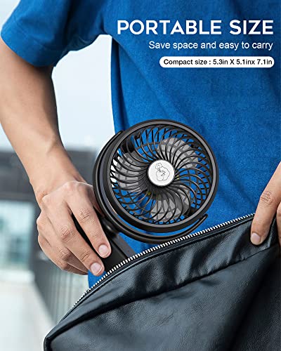 REENUO Portable Camping Fan, Small Tent Fan with Hanging Hook, 40 Working Hours Rechargeable USB Battery Fan with LED Lights for Desk, Bedroom, Travel & Emergency Kit