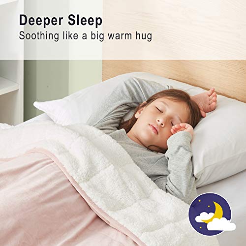 Degrees of Comfort Soft Children's Weighted Blanket 7lbs, Best Kids Sherpa Throw 41x60 Teal 7lbs