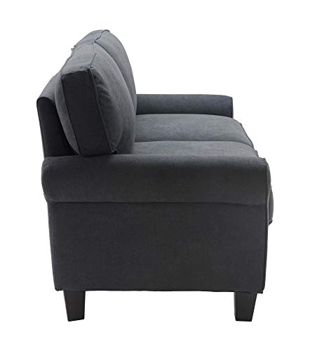 Serta Copenhagen 73" Sofa - Pillowed Back Cushions and Rounded Arms, Durable Modern Upholstered Fabric - Charcoal