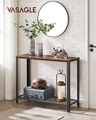 VASAGLE Standing Baker's Racks, 30.6" H, Rustic Brown & Console Table, Sofa Table, Metal Frame, Easy Assembly, for Entryway, Living Room, Rustic Brown ULNT80X