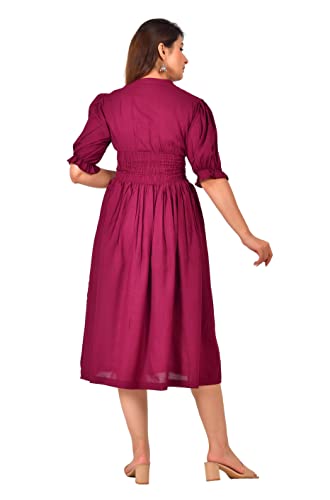 Vasu Agencies Womens Rayon Wine Red 3/4 Sleeves Floral Printed Straight Anarkalis Kurti (2X-Large)