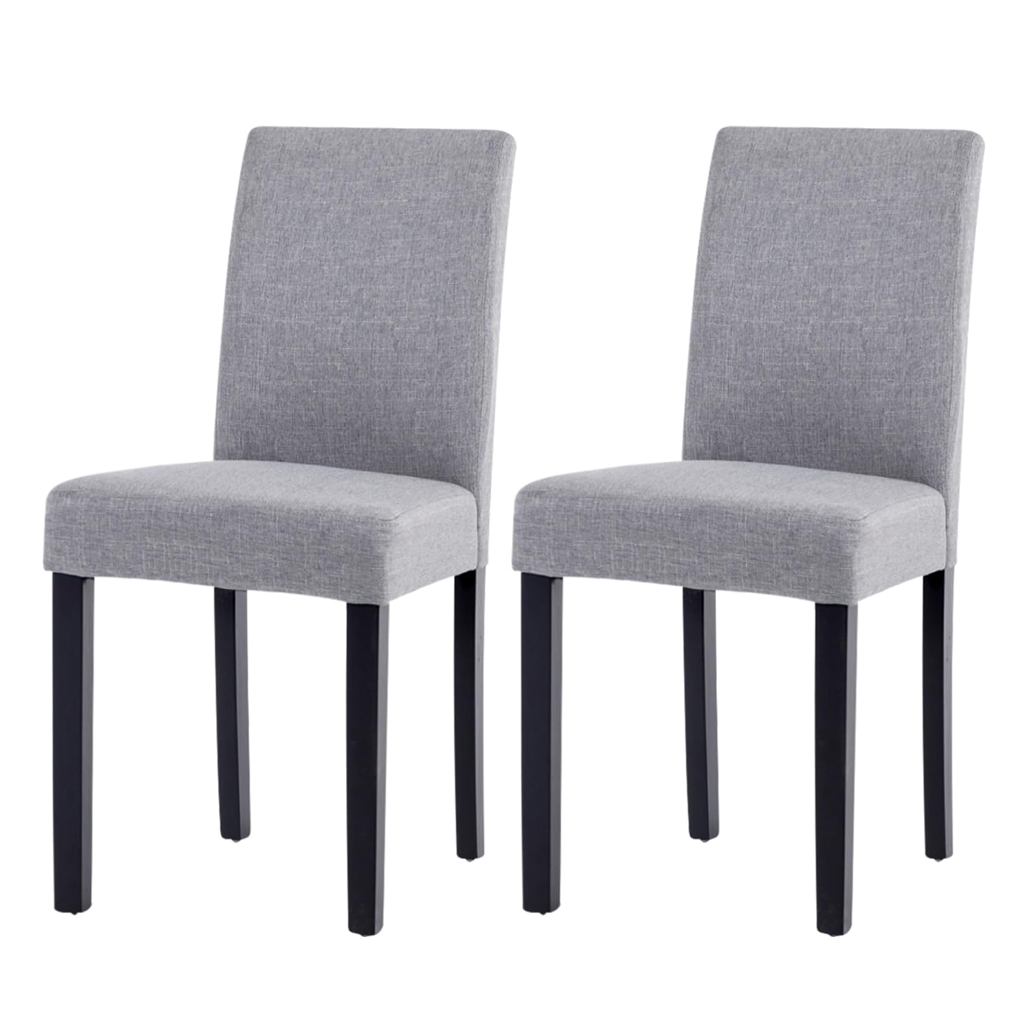 Dining Chairs Set of 2, Luxury Upholstered Fabric Kitchen Chairs Side Chair with Padded Seat Back and Solid Wood Legs for Living Room, Bedroom, Dining Room, Grey