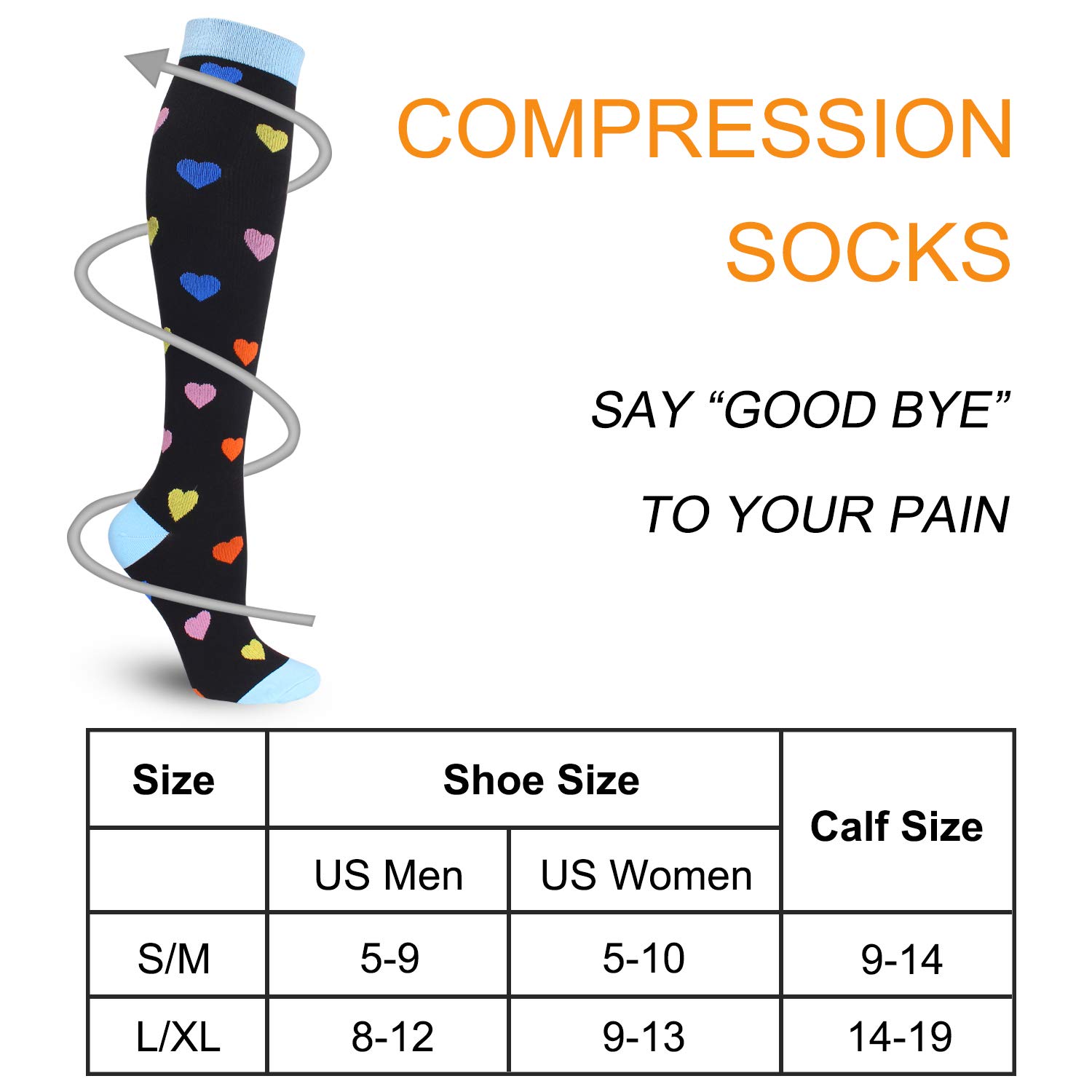 Double Couple 5 Pairs Wide Calf Compression Socks for Men Women 20-30mmhg Extra Plus Size Knee High Support