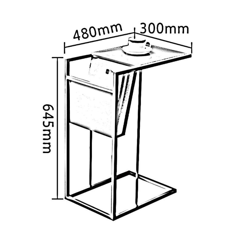 DOUBAO Side Table Mobile End Table for Coffee Laptop Tablet, Slides Next to Sofa Couch, Wood Look Accent Furniture with Metal Frame (Color : Black)