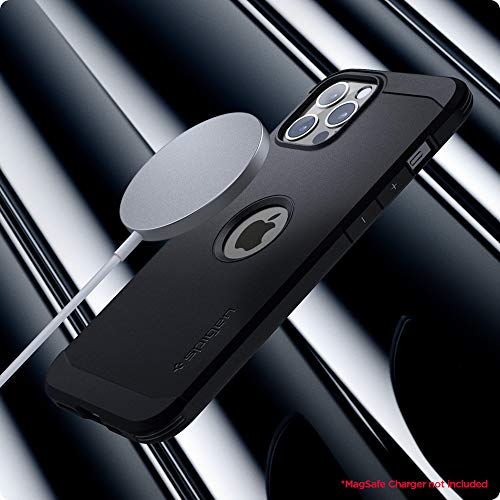 Spigen Tough Armor Mag (MagFit) [Extreme Protection Tech] Compatible with MagSafe Designed for iPhone 12 / iPhone 12 Pro Case (2020) - Black