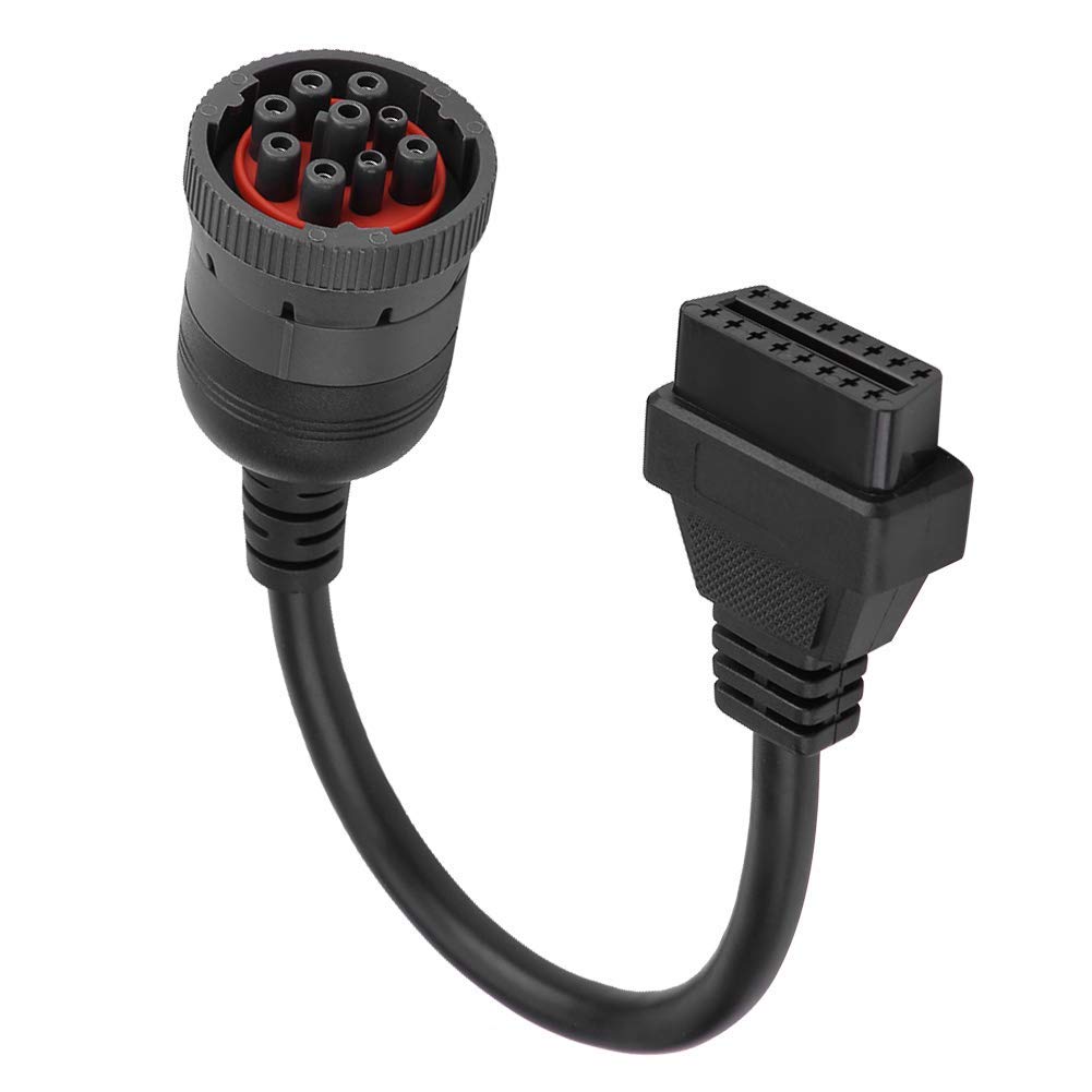 Duokon OBD2 Cable Adapter, PVC Truck Diagnose Interface Female 16 Pin OBD2 9 Pin Adapter Cable for Automotive Diagnostic Tool