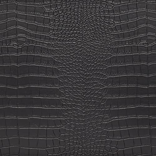 MACVAD Set of 2 Modern Elegant Large Wood Serving Tray, Black Crocodile Leather with Gold Polished Metal Handles, Rectangle Decorative Tray for Ottoman Coffee Table Living Room