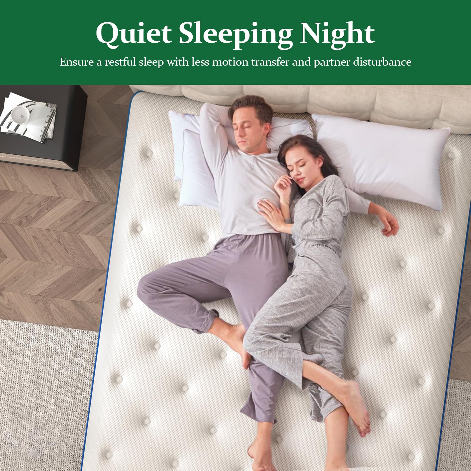 Lechepus Full Mattress, 14Inch Gel Memory Foam & 7-Zone Pocket Spring Mattress Full Size, Cooler Night and Pressure Relief, Medium Plush Hybrid Mattresses in Box