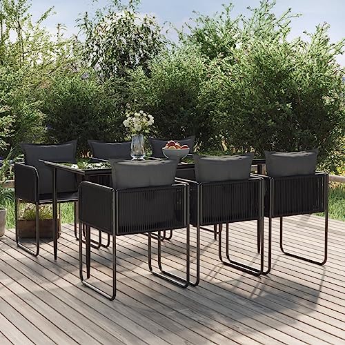 WFAUIBR Dining Set 7 Piece Patio, Patio Furniture Set ,Lawn Chairs Set ,The Patio Set is Perfect for a Small Backyard or Balcony, and Serves as a Relaxing Place to Enjoy time Outdoors,Black/B