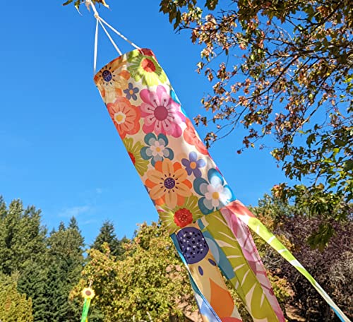 Madrona Brands Bright Flowers Windsock | Durable Outdoor Hanging Decoration | Yard, Garden, Patio, Home and More | 60-Inch