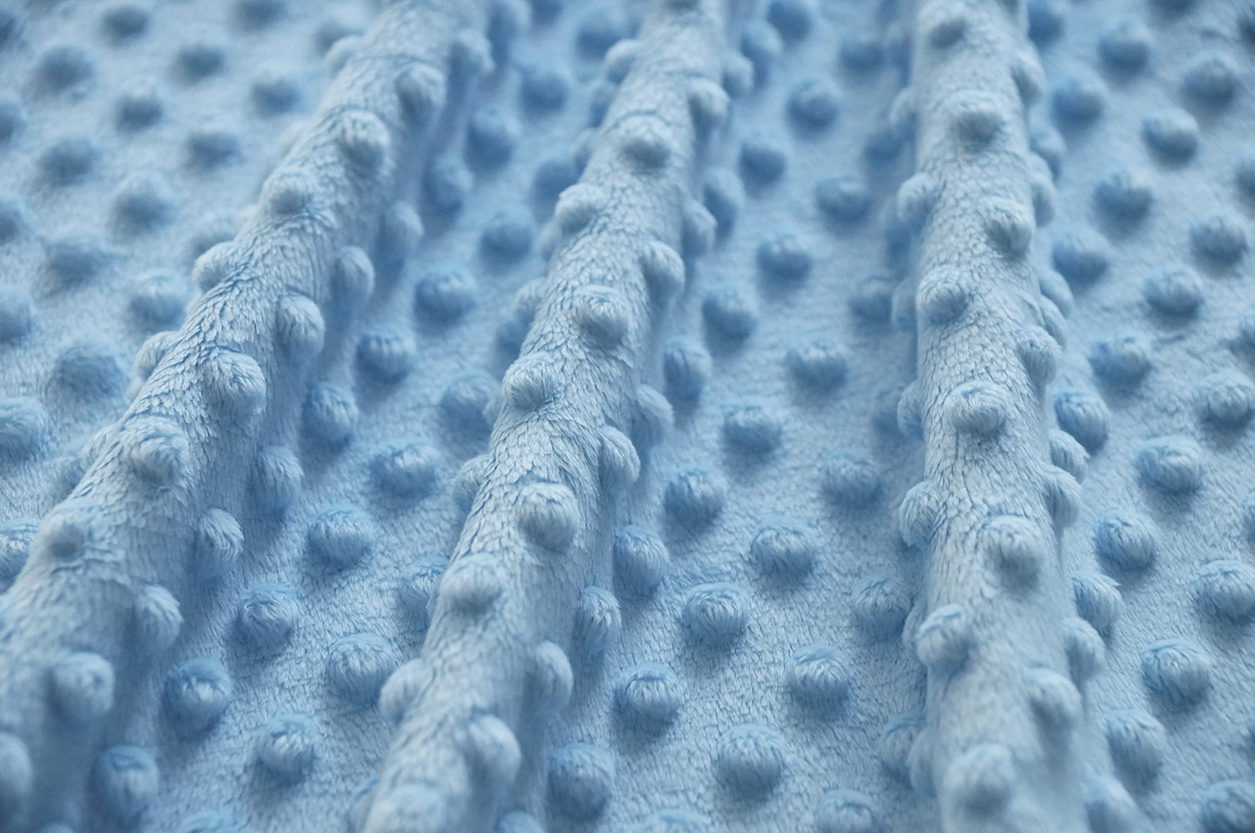 Sky Blue Minky Bubble Dimple Dot Plush Fur Fabric Polyester 58-60"