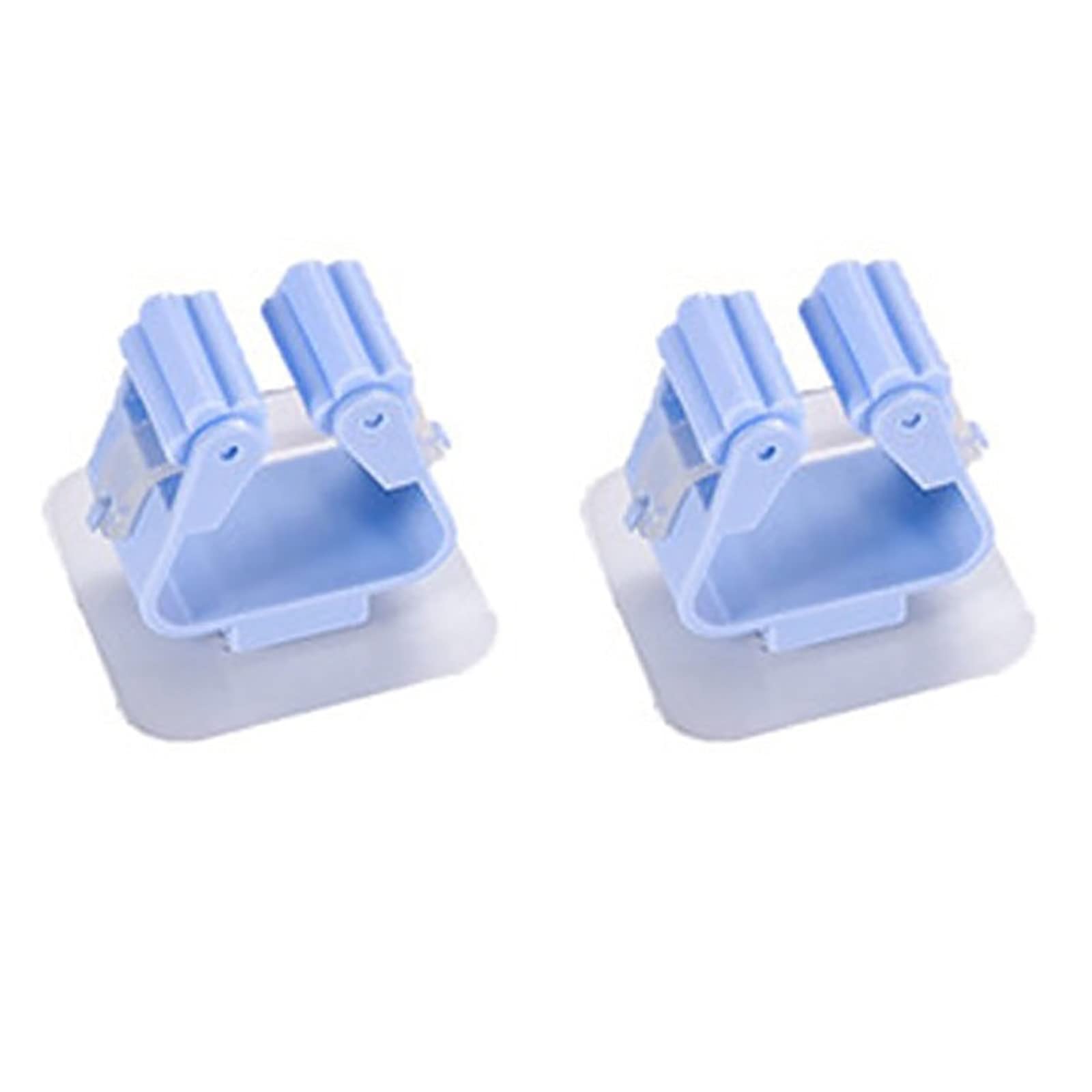 QWEQWE Broom Mop Wall Mount Holder Self Adhesive Tape, Brush Broom Gripper Holds, Storage Racks & Organization for Your Home, Kitchen Pan, Garage Bathroom Garden Tool Rack No Drilling 2 Pack-Blue