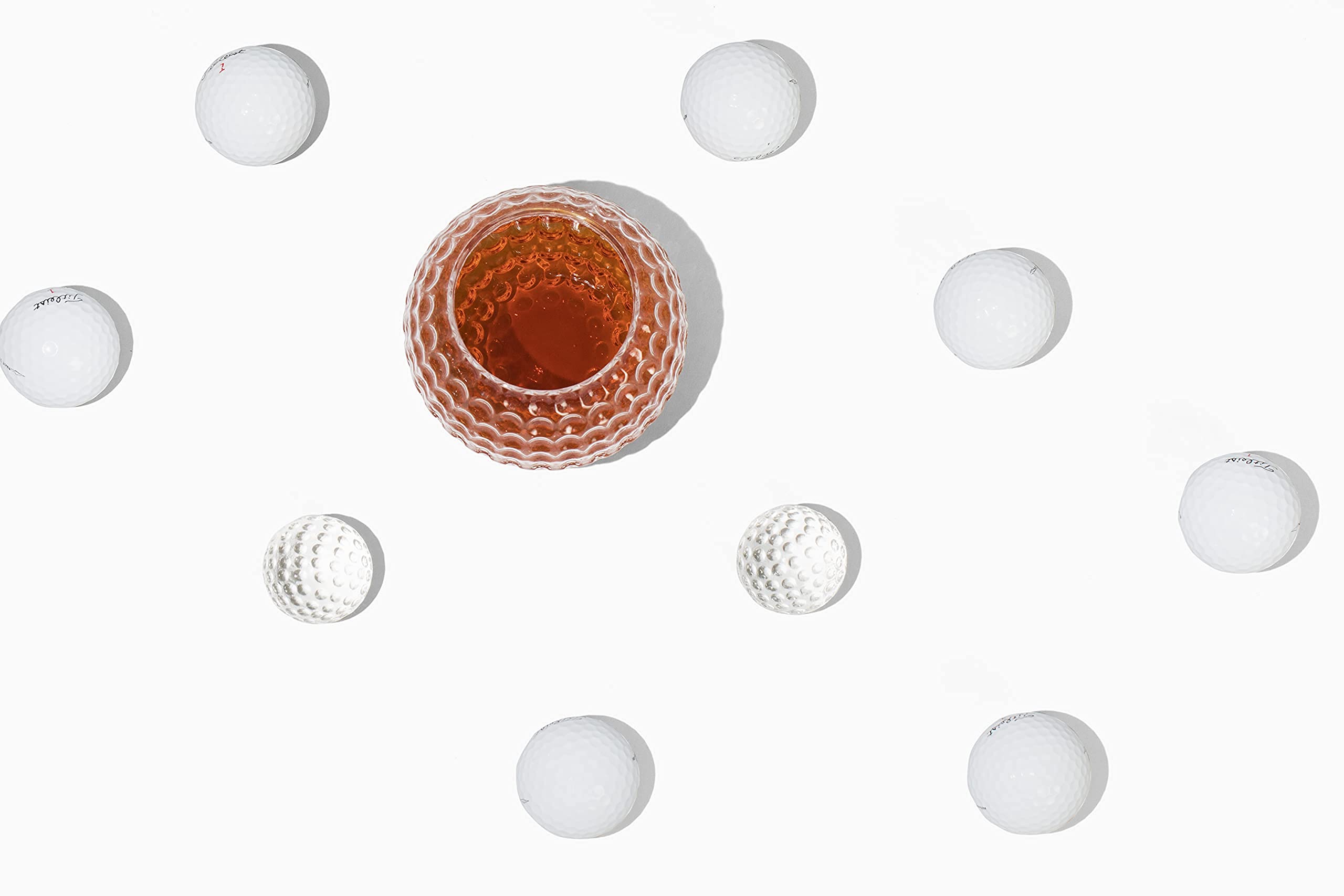 Golf Ball Shaped Whiskey Chillers, Single Whiskey Glass & Storage Bag - Non Lead Crystal Whiskey Stones for Chilling Vodka, Whiskey & Scotch - Fun Cocktail Glasses - Golf Drinking Accessories