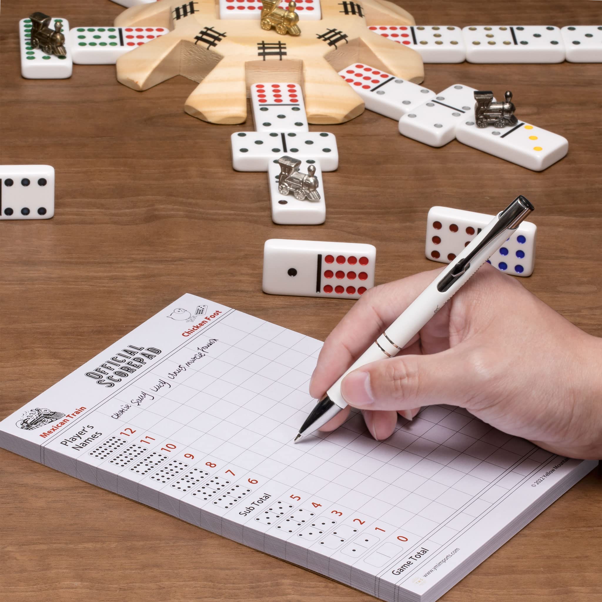 Yellow Mountain Imports Mexican Train and Chicken Foot Dominoes Scorepad/Scoring Sheets (8.2 x 5.5 Inches) - 60 Sheets