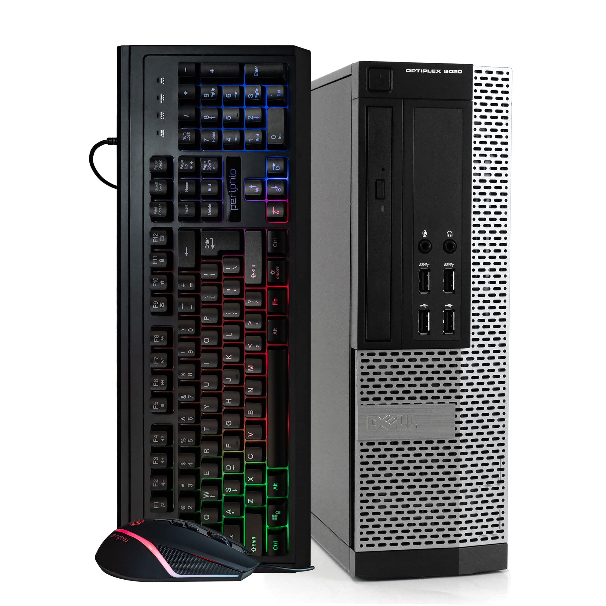 Dell Optiplex 9020 Small Desktop Computer (SFF) | Quad Core Intel i5 (3.20GHz) | 16GB DDR3 RAM | 512GB SSD Solid State | Windows 10 Pro | 24in Monitor | RGB Mouse + Keyboard (Renewed), Black