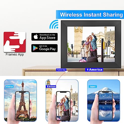 Frameo Digital Picture Frame WiFi - 10.1 Inch 32GB Digital Photo Frame Remote Control & OTG USB Cable 1280 * 800 IPS Touchscreen 16:10 Smart Picture Slideshow Share Photos Video