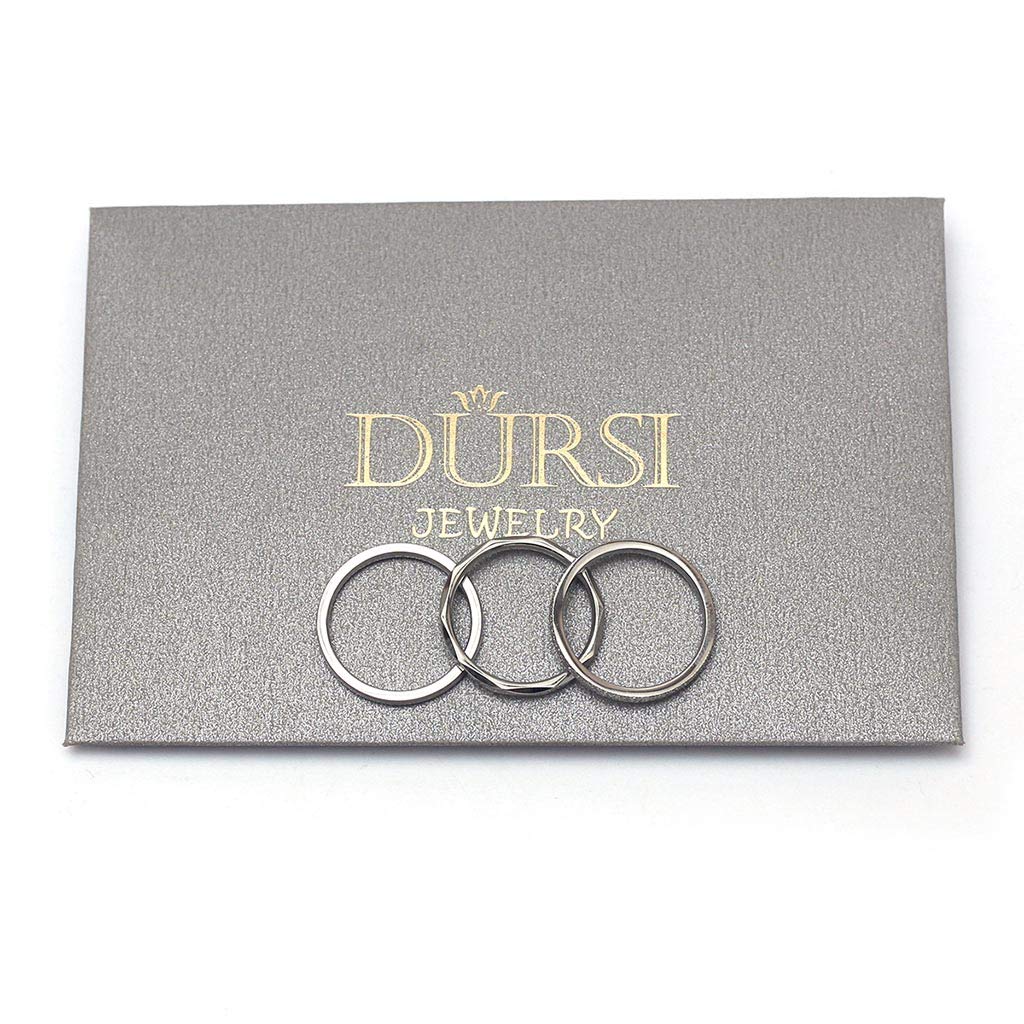 DURSI 2MM Stainless Steel Rings Women's Stackable Eternity Ring Band Engagement Wedding Ring Set 3 PCS (Silver, Size 9)
