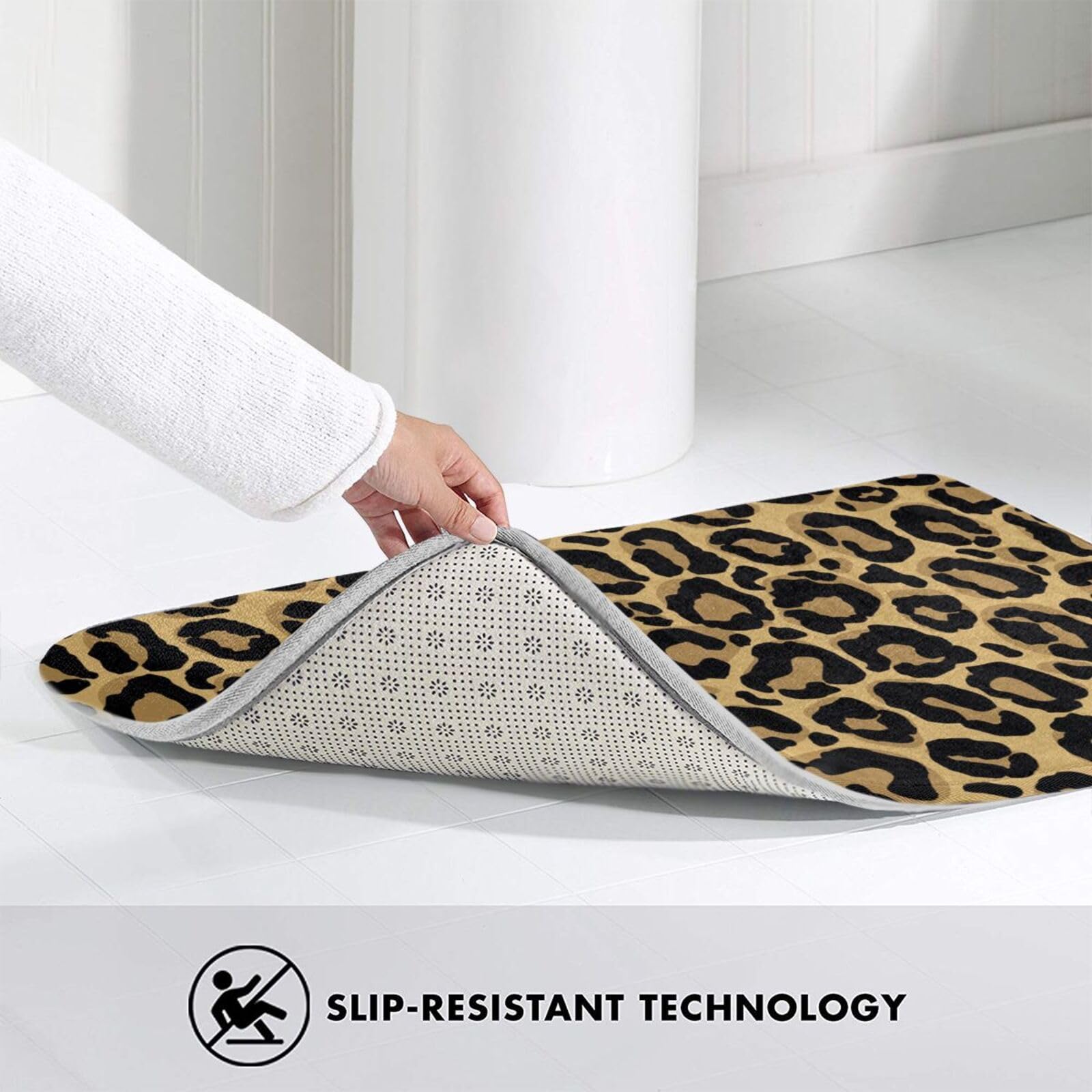 Jbofyee Brown Leopard Texture Area Rug Non-Slip Soft Microfiber Washable Inside Floor Mats Throw Rugs Carpet for Living Room Bedroom Office Dorm Home Decor, 36x24 Mat