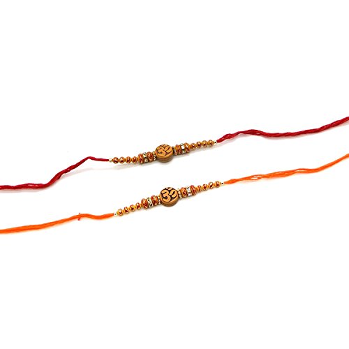 Starnk Set of 6 Raksha Bhandan Handmade Rakhi Threads, Designer 2 Stone Ring With Two Size Beads Rakhi Threads, Raksha Bandhan Gift for your Brother, Vary Color