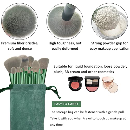 Muhuabeauty 13 pcs Makeup Brushes Set with Beauty Blender, Eyeshadow Brush Set with Cloth Bag and 4 pcs Boxed Sponges for Foundation