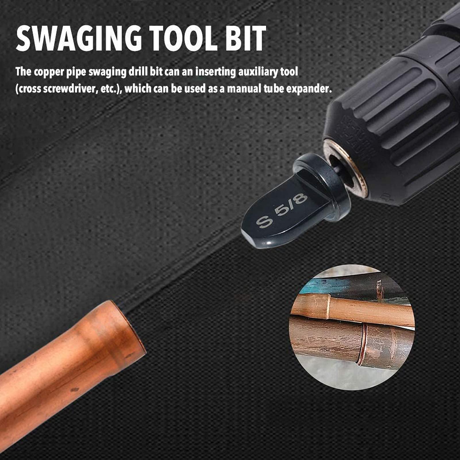 HVAC Repairing Set Air Conditioner Copper Tube Expander Swaging Tool Drill Bit Set Manual Copper Pipe Swage Tool Soft Copper Expander Tubing Tool with 1/4''， 3/8''，1/2''， 5/8''，3/4''，7/8''Bits