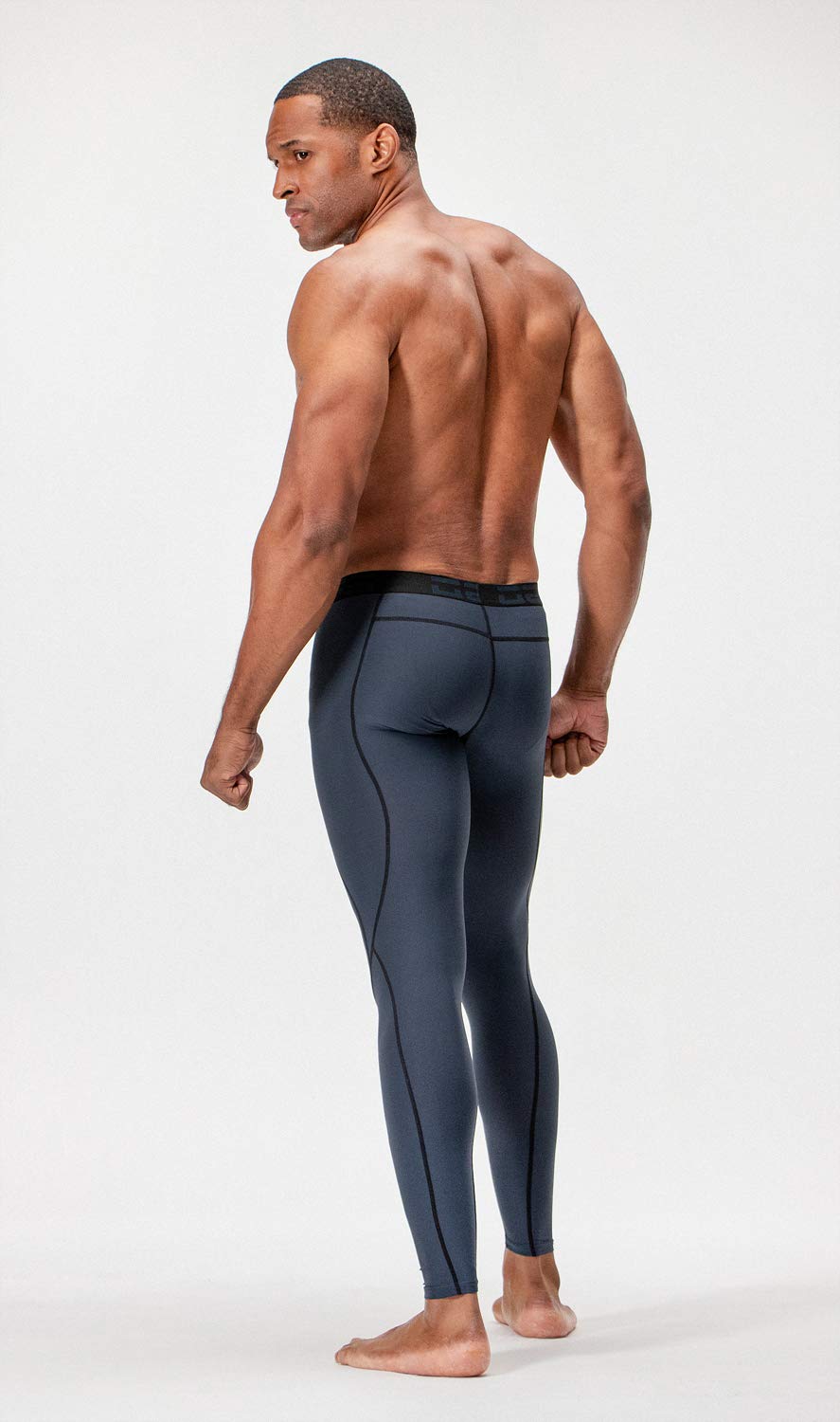 DEVOPS 2 Pack Men's Compression Pants Athletic Leggings with Pocket (2X-Large, Black/Charcoal)