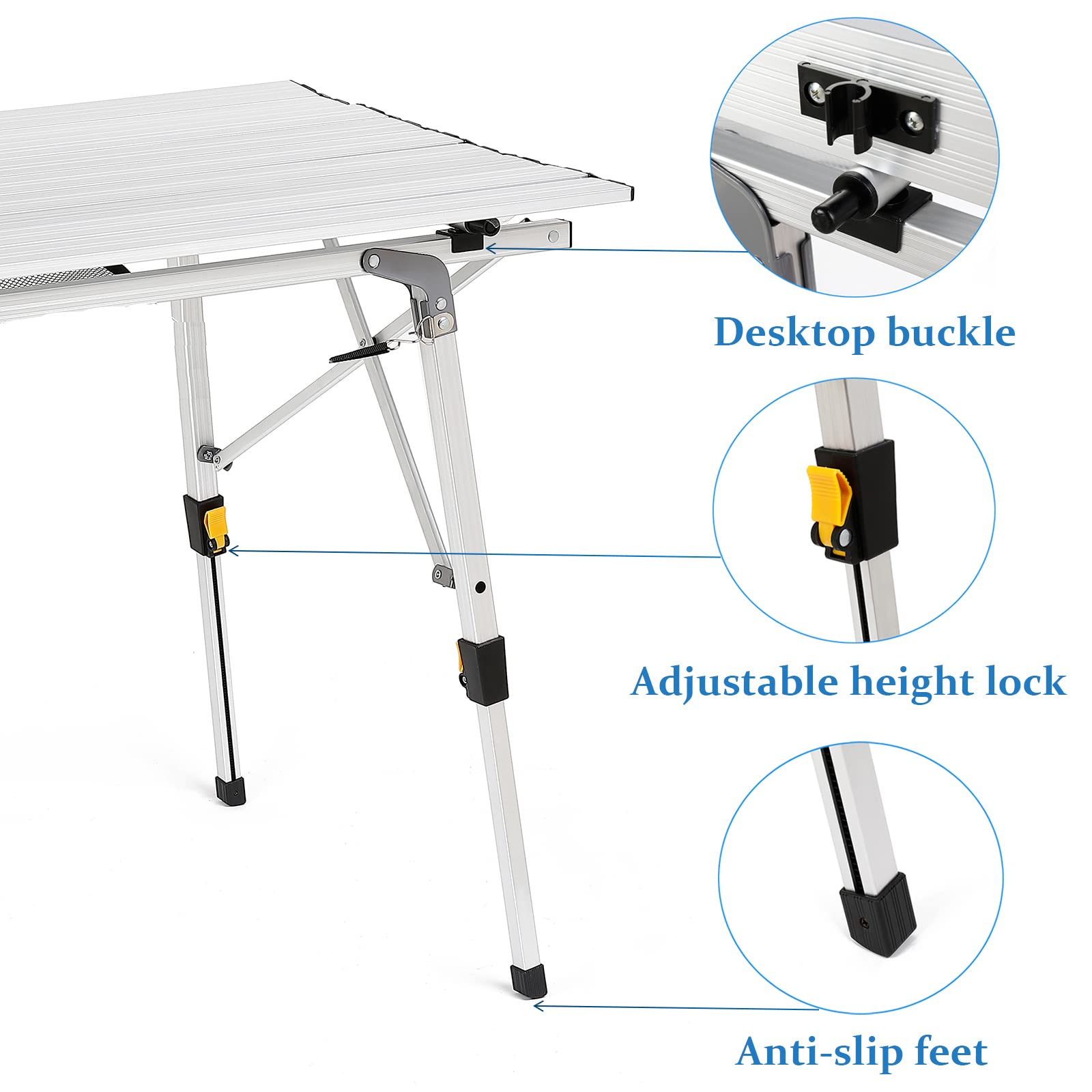 DELAM Outdoor Folding Portable Picnic Camping Table with Adjustable Height Roll Up Table 35.4ββ