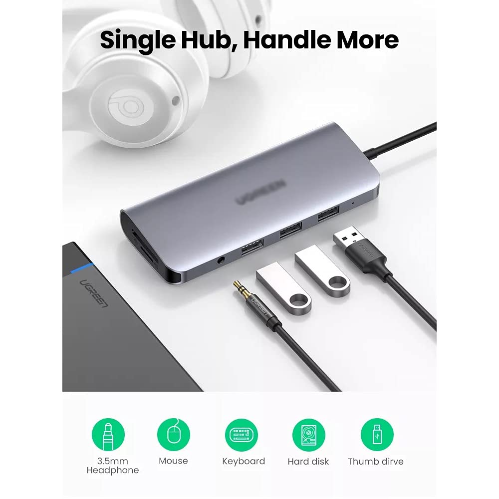 HOUKAI USB C Hub 10 in 1 USB Type C to HDMI 4K USB 3.0 VGA PD 3.5mm Full Function Hub