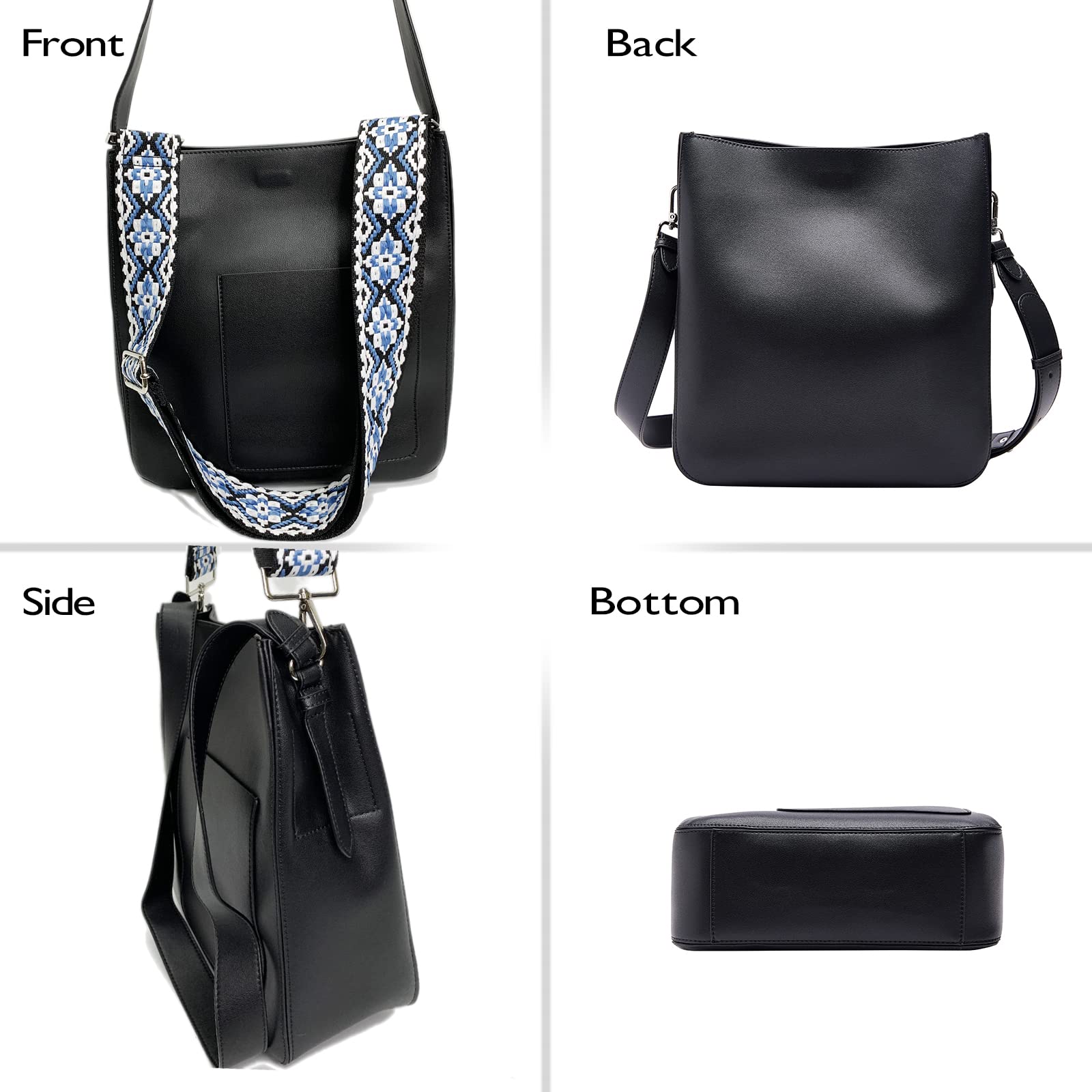 Hakkensuru Crossbody Bags for Women Designer Shoulder Bags Genuine Leather Handbag Satchel Purses with Adjustable Detachable Strap