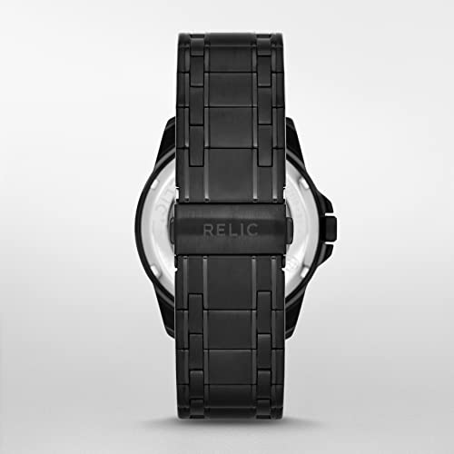 Relic by Fossil Men's Cameron Automatic Self-Winding Stainless Steel IP Skeleton Dial Watch, Color: Black (Model: ZR12110)