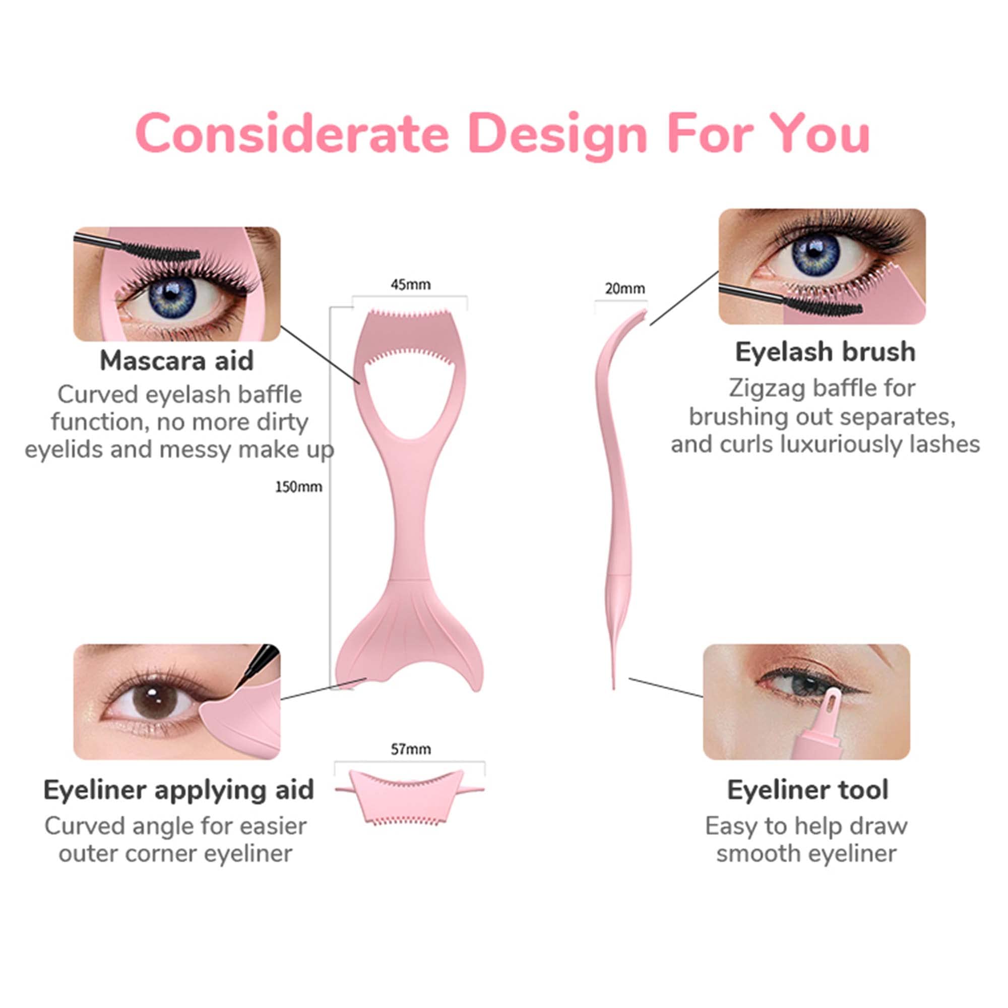 Mascara Shield Applicator Guard | Silicon Eyeliner tool | Upper and Lower Eye Lash Shield for Applying Lashes | Reusable Makeup Mascara applicator tool | Pink, 0.96 ounces, 1.0 Count, (Pack of 1)