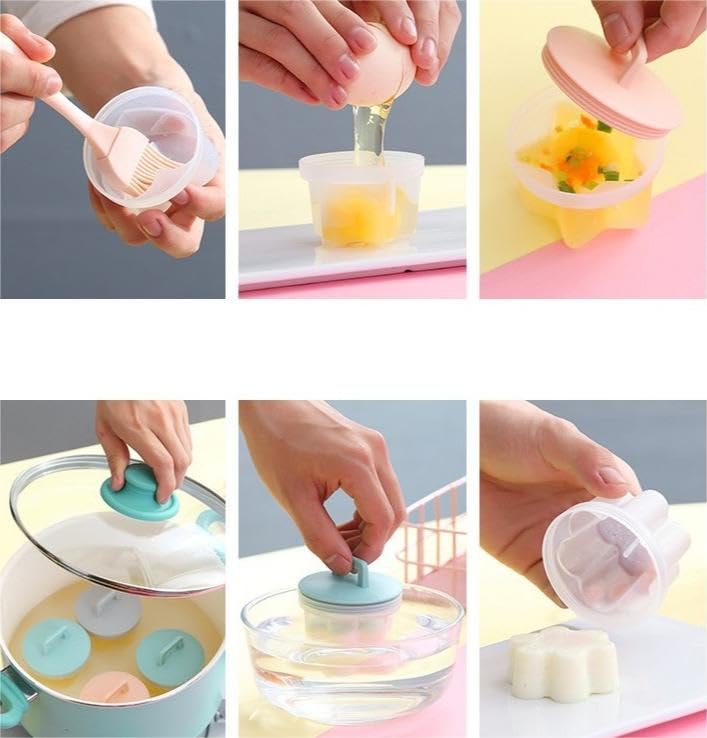 MASINIES 4 Pcs Egg Cooker, Egg Poacher Cups Non-stick Egg Boiler, Hard Boiled Egg Maker Breakfast Egg Cook Cups, Fast Poaching Egg for Breakfas (#2)