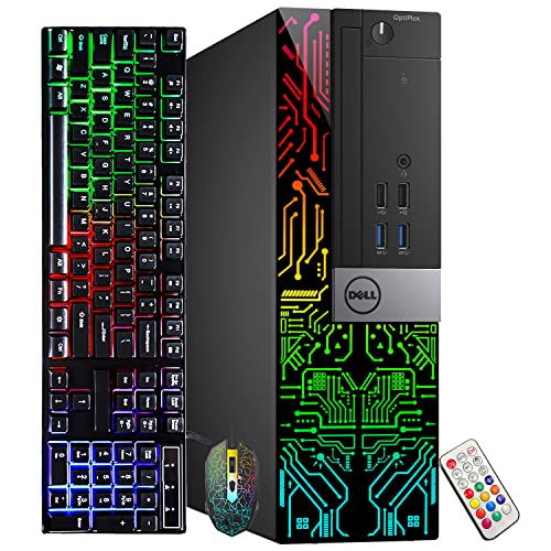Dell OptiPlex Gaming Desktop RGB Lights Computer Intel Core i5 3.20GHz Radeon RX 550 4GB 16 GB RAM 512GB M.2 NVME (Fast Boot) Windows 10 Pro - WiFi - Bluetooth - HDMI (Renewed)
